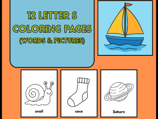 12 Letter S Coloring Pages Words & Pictures | Teaching Resources