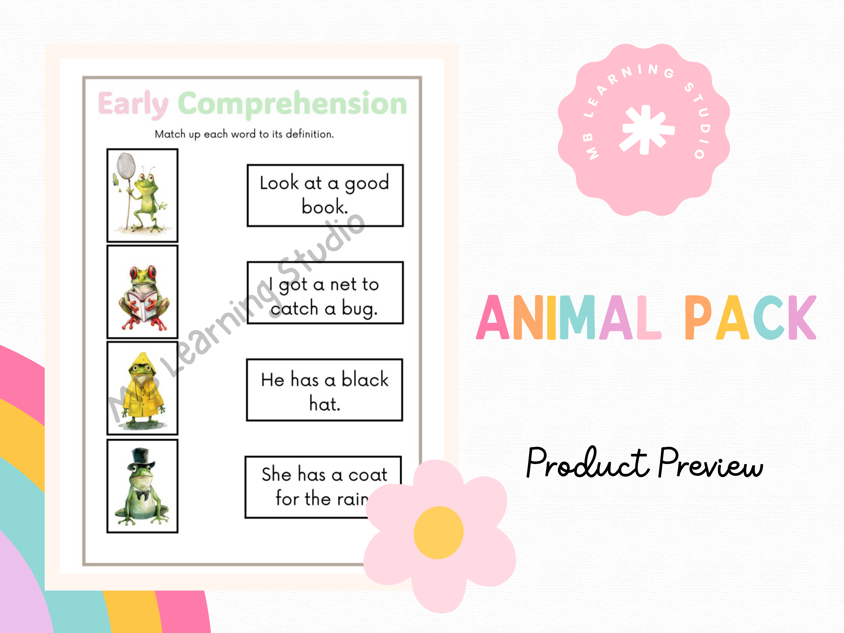 Animal-Themed Early Comprehension – Read and Match Sentences to ...