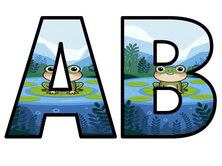 Frog Toad Amphibian Lily Pad Pond Lettering Set Instant Display Title ...