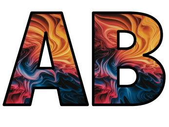 Liquid Fiery Design Orange Blue Art Lettering Set Display Title Letters ...