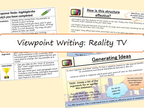 Viewpoint Writing: Reality TV | Teaching Resources
