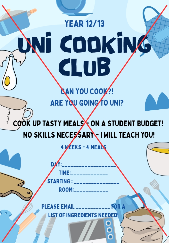 Uni Cooking Club recipe cards and sign-up sheets | Teaching Resources