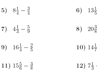Operations between fractions and mixed numbers worksheets (with ...