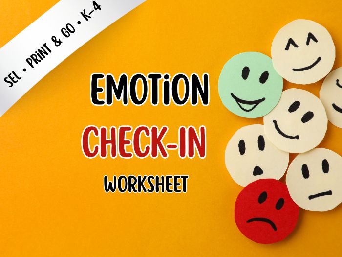 Emotion Check-In Worksheet for Elementary Students | Teaching Resources
