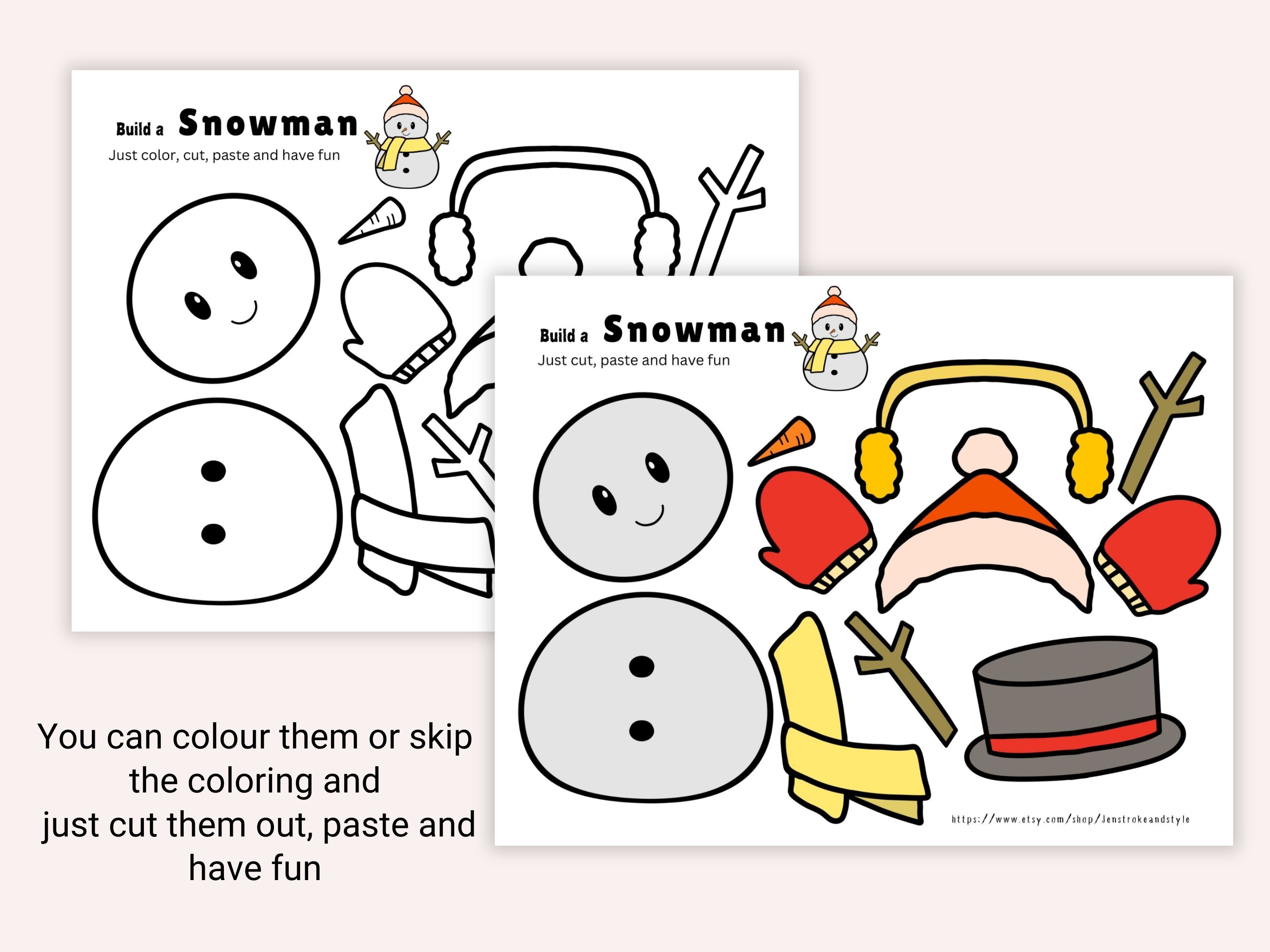 Build a snowman Paper craft for kids | Teaching Resources