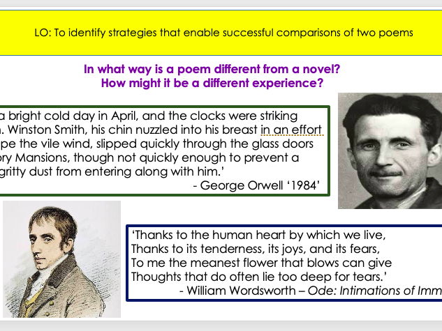 Comparing Poems - Love and Relationships Cluster. Created by AQA ...