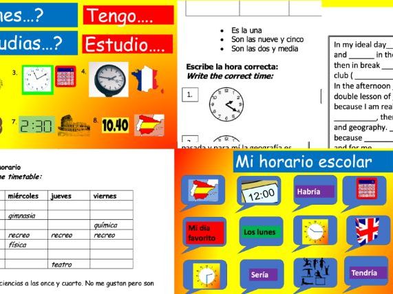 Claro 1 Mi insti 6.3 Mi horario escolar | Teaching Resources