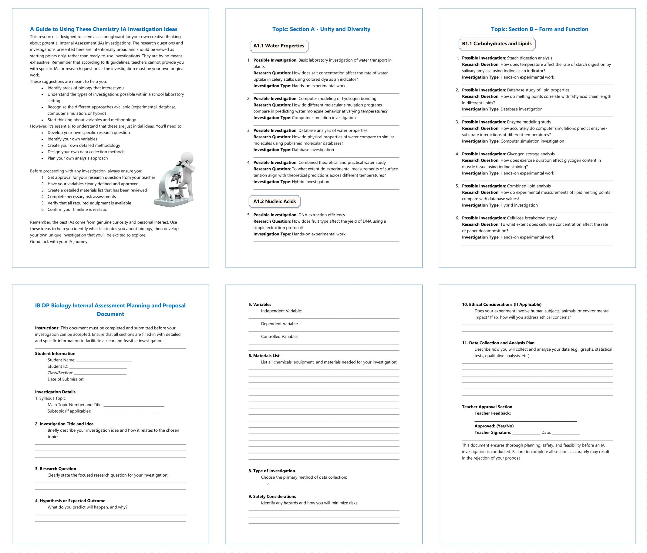 180 IB DP Biology Internal Assessment IA Ideas, Experiments 2026 ...
