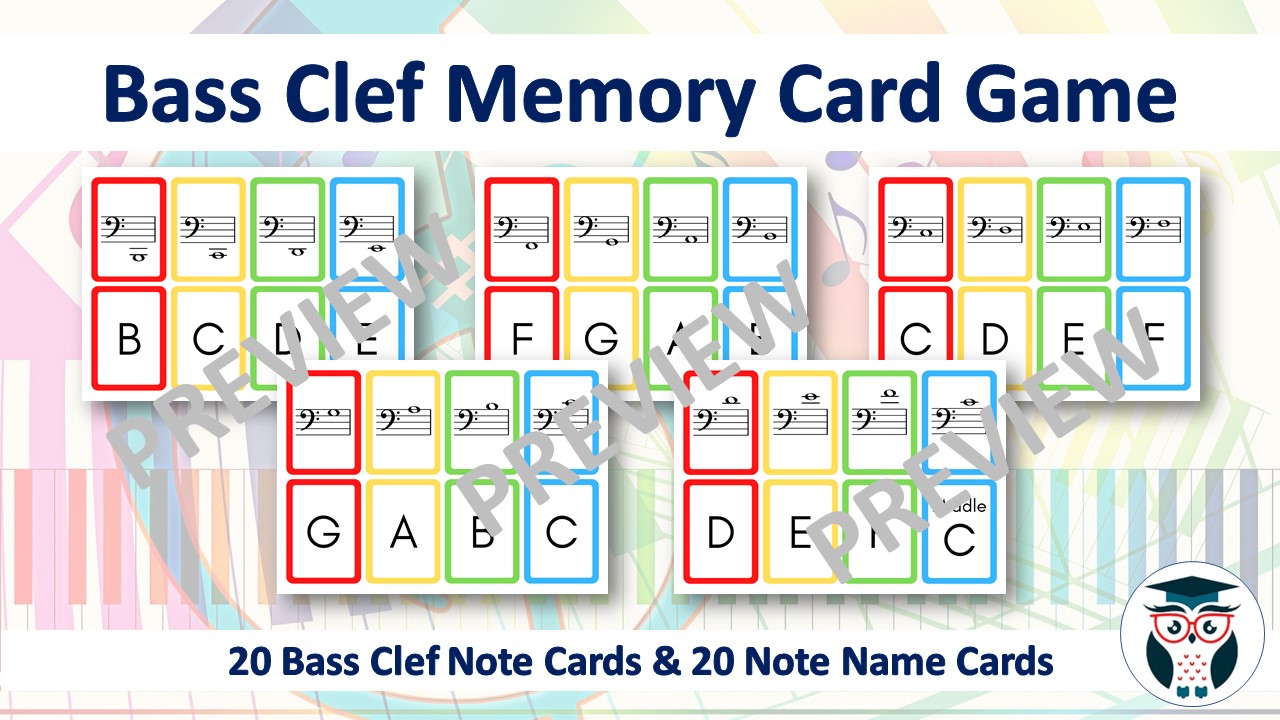 Bass Clef Notes Memory Card Game | Teaching Resources