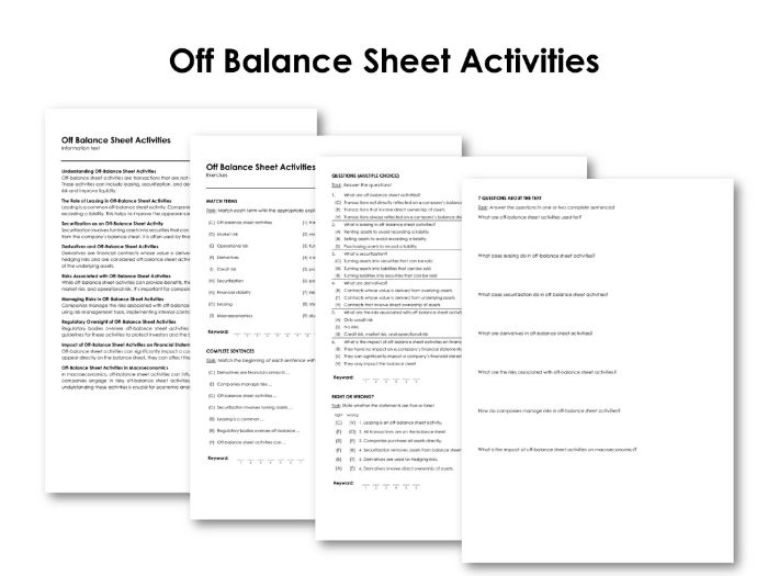 Off Balance Sheet Activities | Teaching Resources