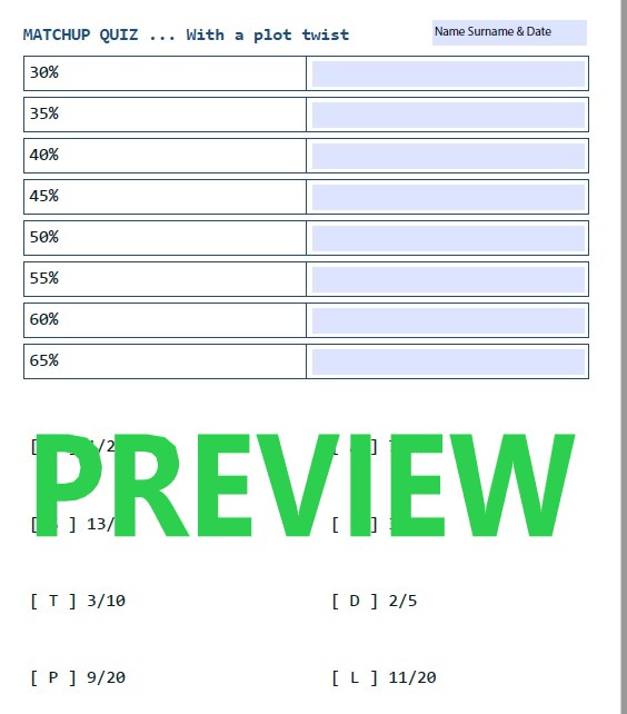 FRACTIONS TO PERCENT SELF-GRADING QUIZ | Teaching Resources
