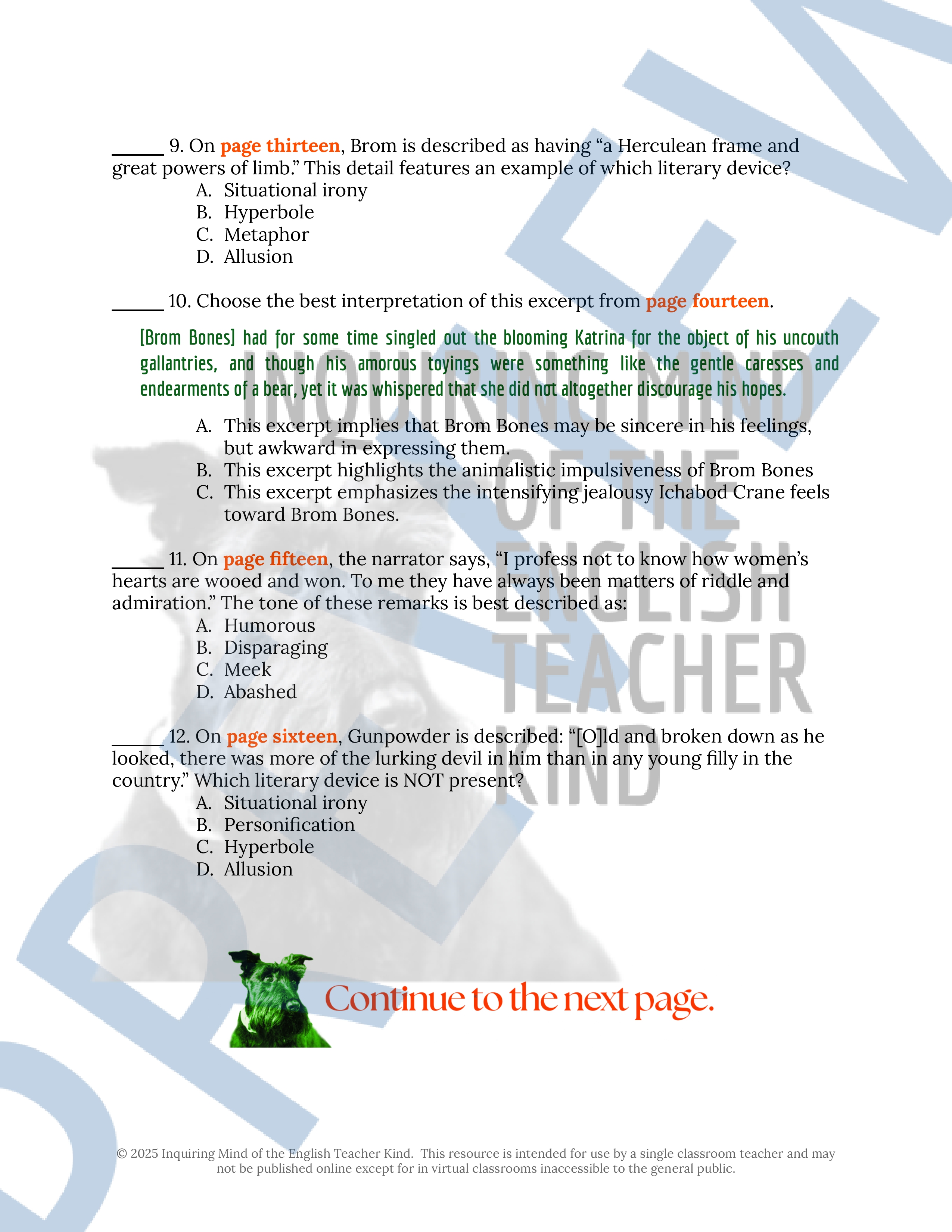 "The Legend of Sleepy Hollow" by Washington Irving Close Reading ...