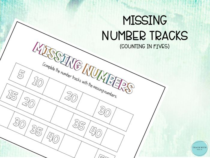 Missing Number Tracks counting In 5s Teaching Resources