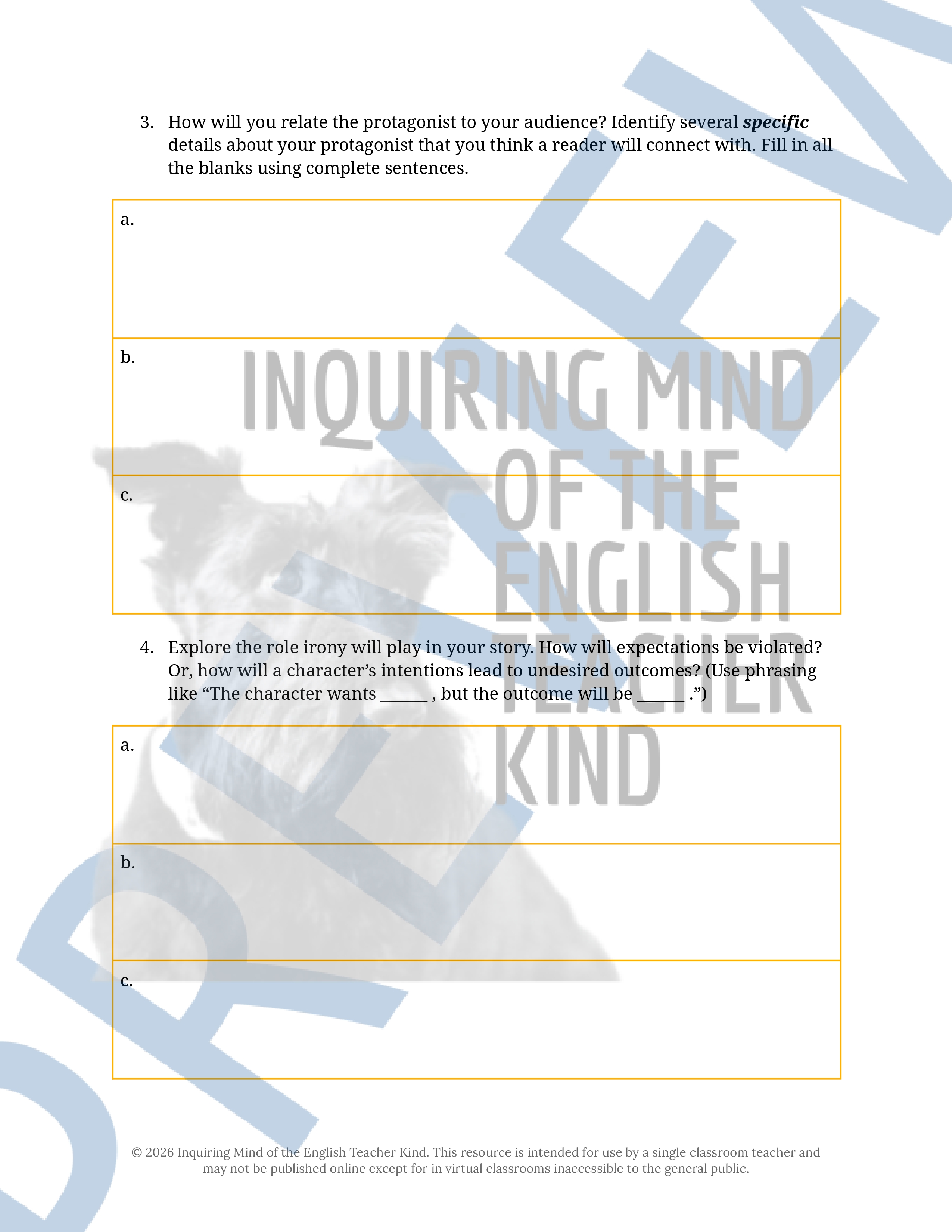High School Creative Writing Unit Plan and Story Project | Ironic ...