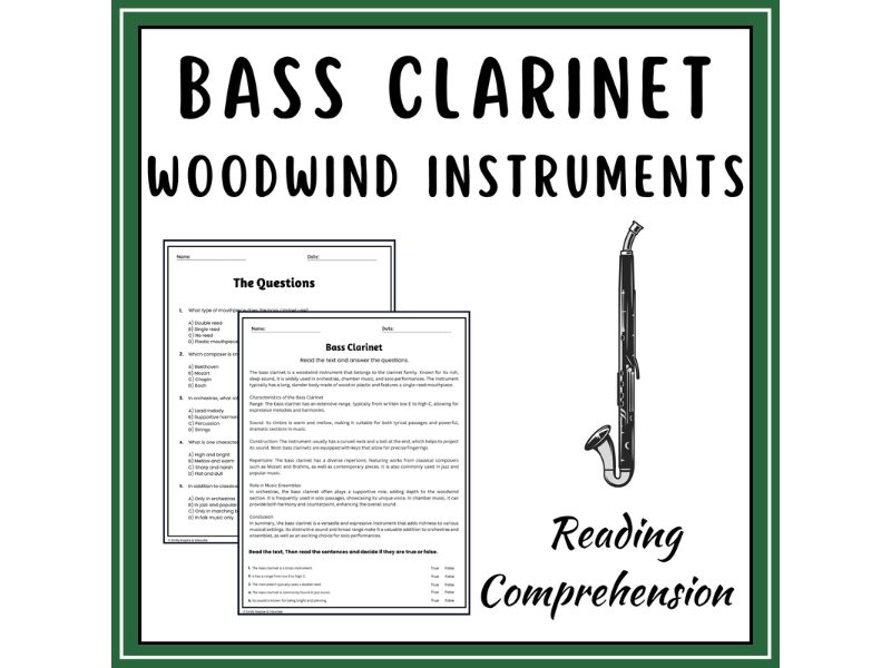 Bass Clarinet Reading Comprehension Passages & Questions Worksheets ...