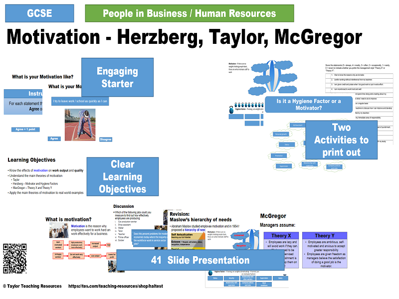 Motivation - Herzberg, Taylor, McGregor - People in Business - GCSE ...