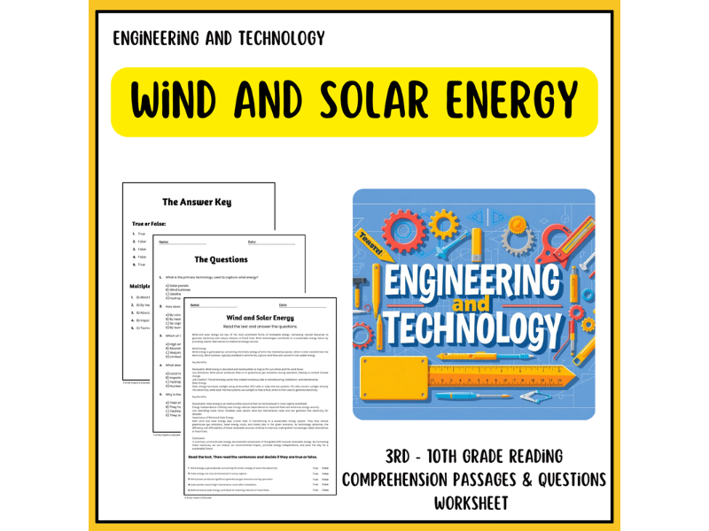 Wind and Solar Energy Reading Comprehension Passages & Questions ...