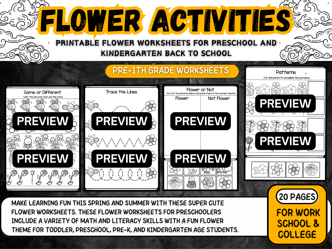 Printable Flower Worksheets for Preschool and Kindergarten back to ...