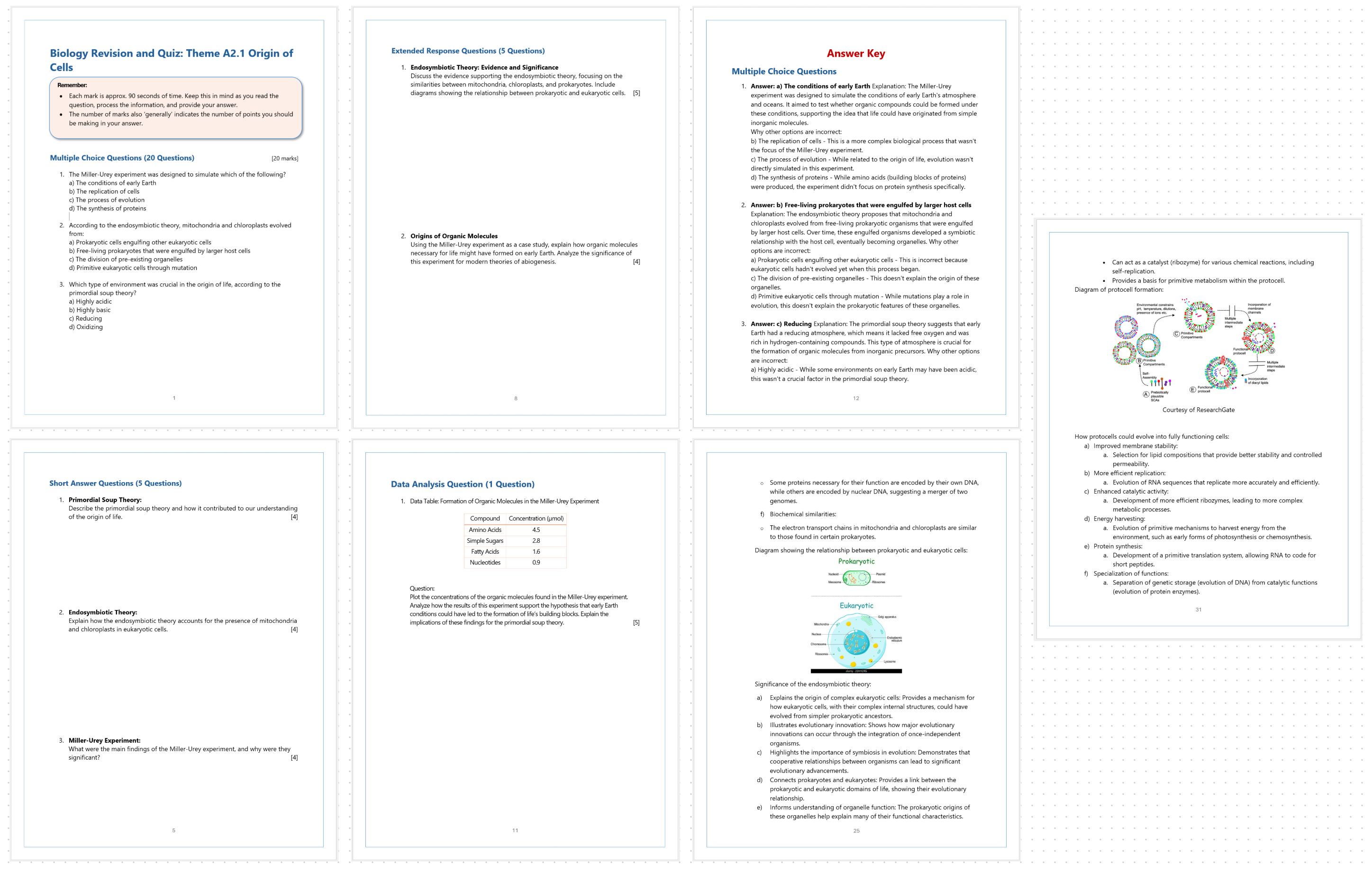 IB DP Biology A2.1 Origin of Cells Quiz and Revision Worksheets 2026 ...