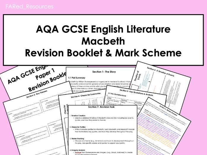 Revision booklet for AQA GCSE English Literature- Macbeth | Teaching Resources