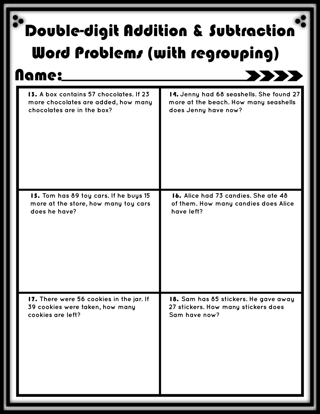 Two-Digit Addition & Subtraction Word Problems with Regrouping | KS1 ...