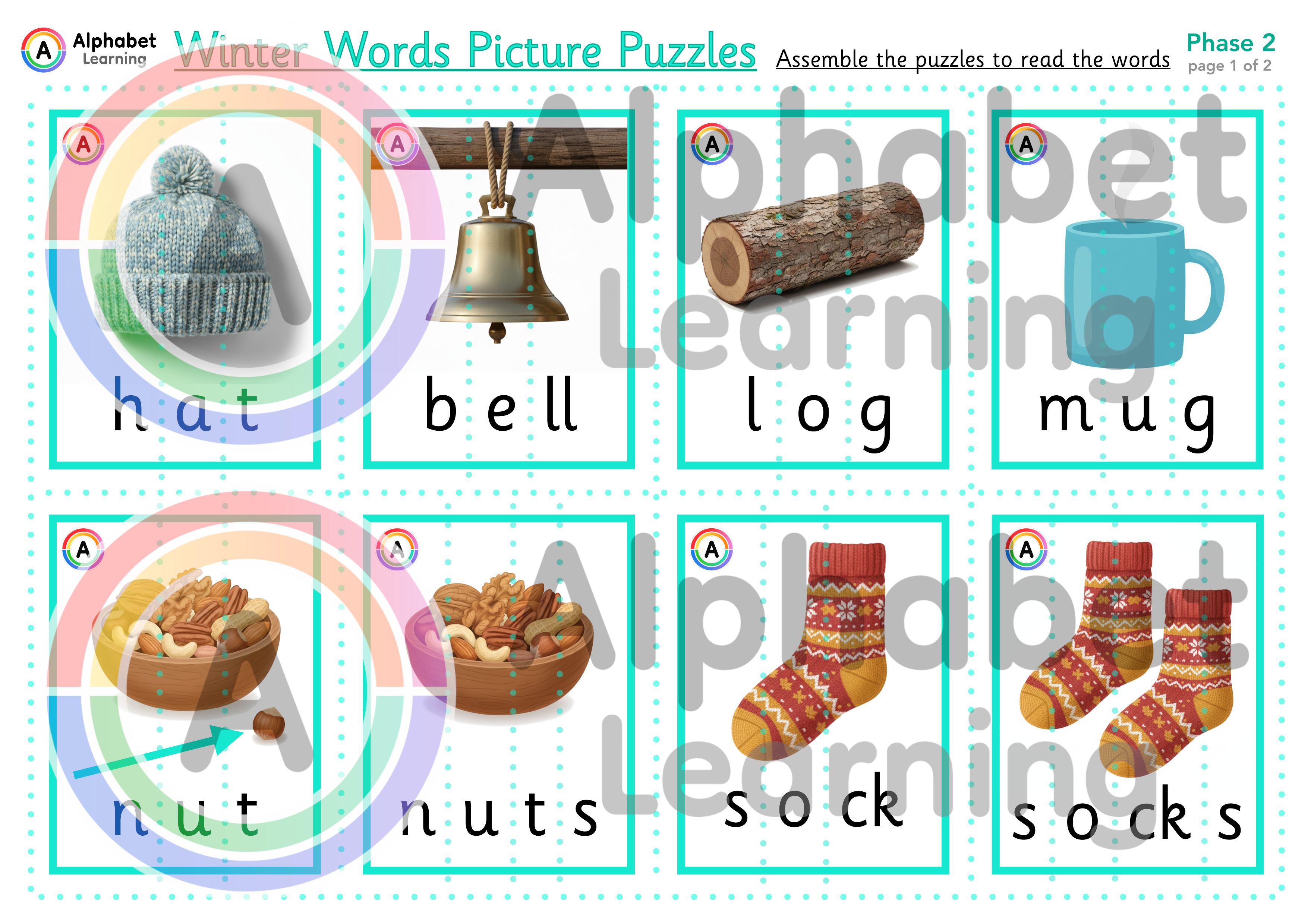 Winter Words Picture Puzzles (Phonics Phases 2 to 5) | Teaching Resources