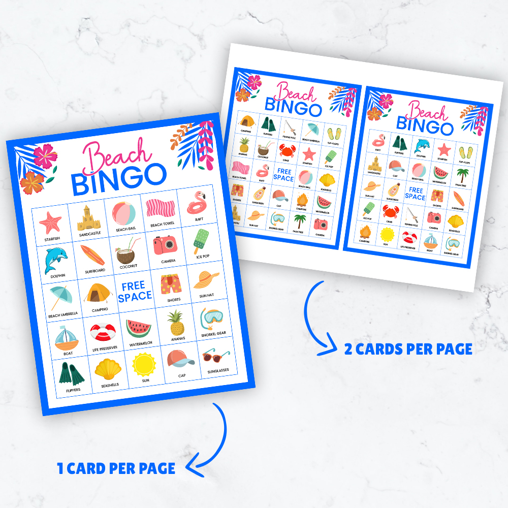 Beach Bingo Cards: Fun in the Sun - 30 Unique Printable Cards ...