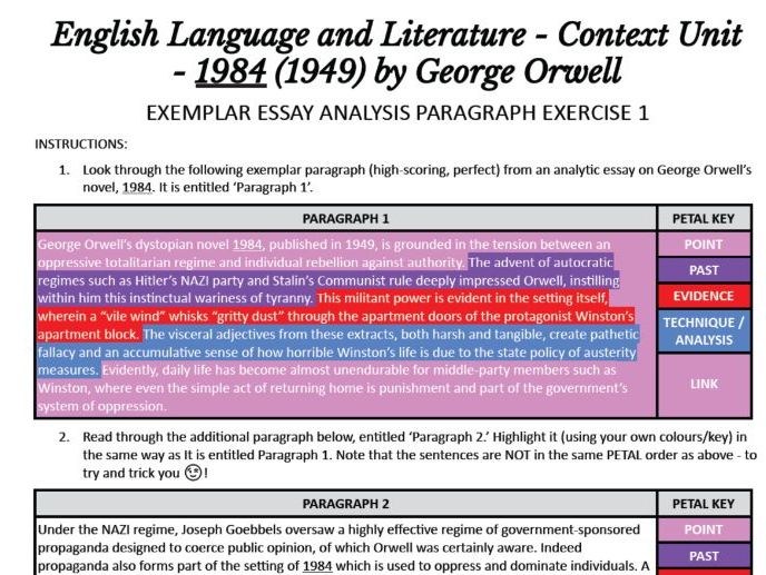 IBDP HSC AP English Language Literature Context 1984 Orwell EXEMPLAR 