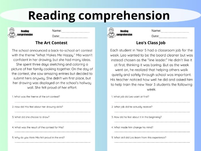 Back to School Reading Comprehension – 10 Engaging Stories with ...