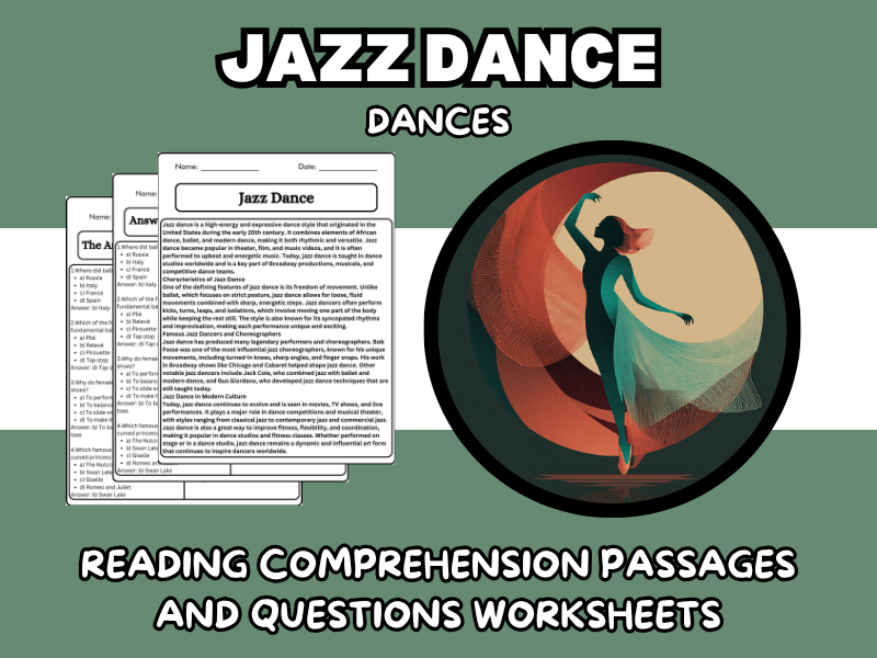 Jazz Dance - Dances Reading Comprehension Passages & Questions ...