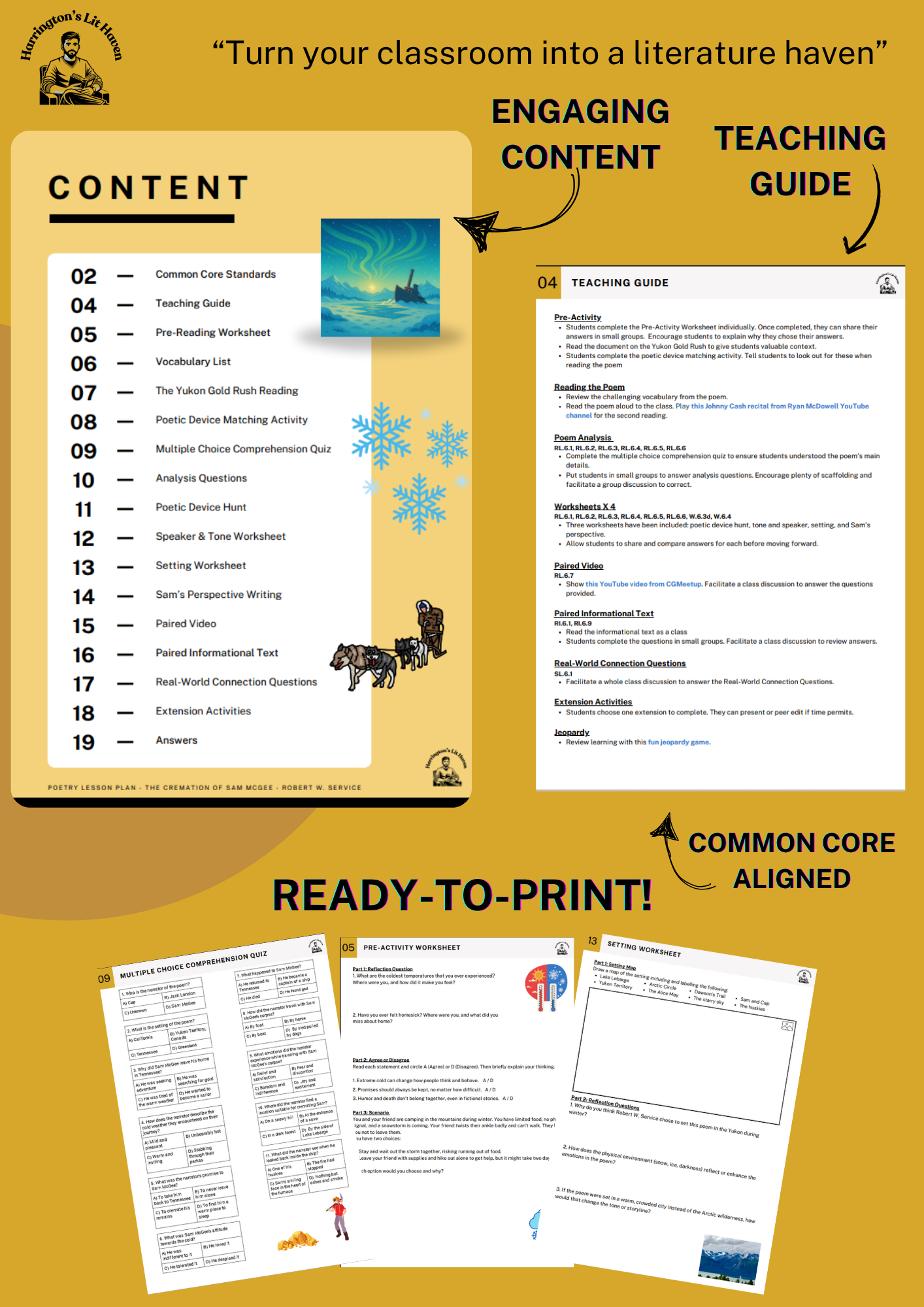 The Cremation of Sam McGee - Poetry Lesson Plan - Worksheets - No Prep ...