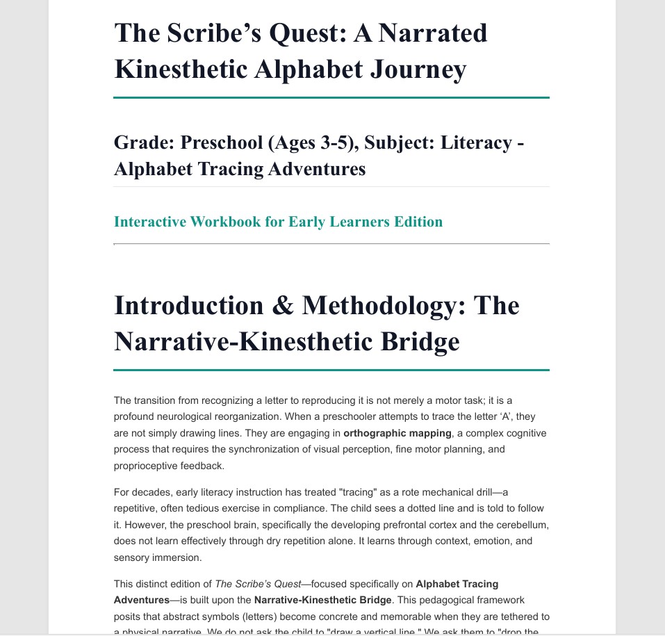 The Scribe’s Quest: A Narrated Kinesthetic Alphabet Journey | Teaching ...