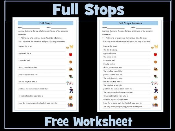 Full Stops and Capital Letters Worksheet | Teaching Resources