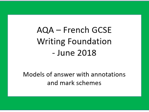 AQA French GCSE Foundation Writing Paper Practice | Teaching Resources