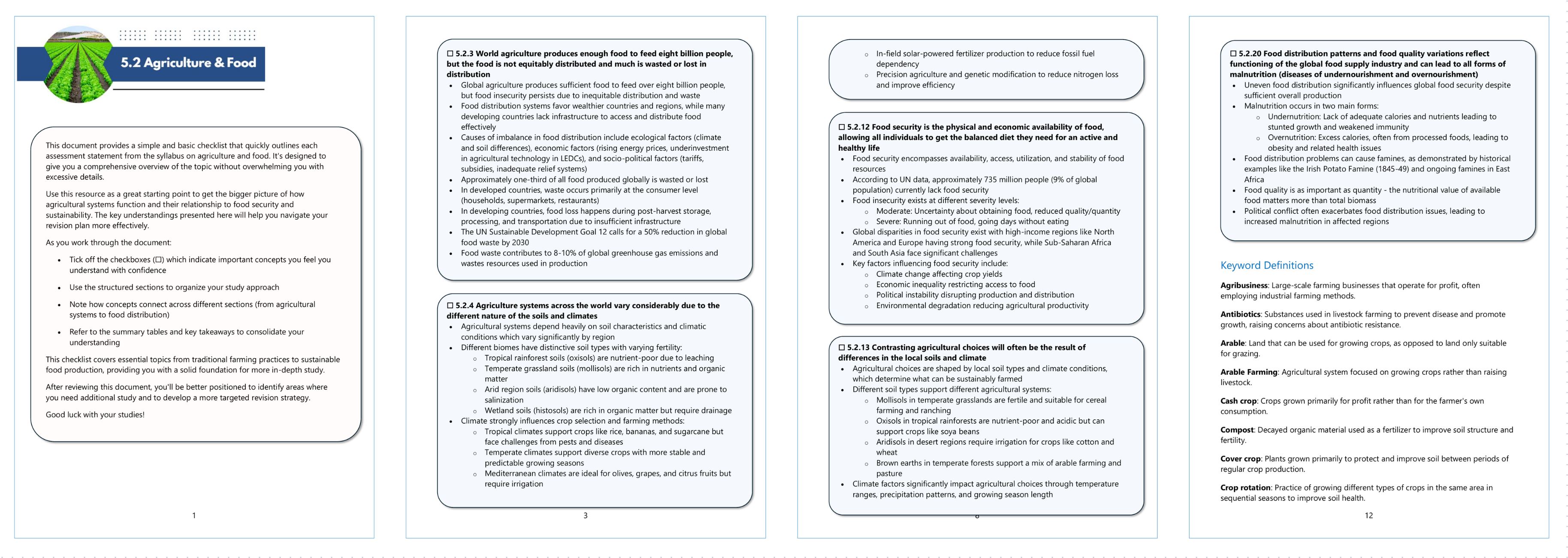 IB DP ESS 5.2: Agriculture & Food Condensed Revision Outline 2026 ...