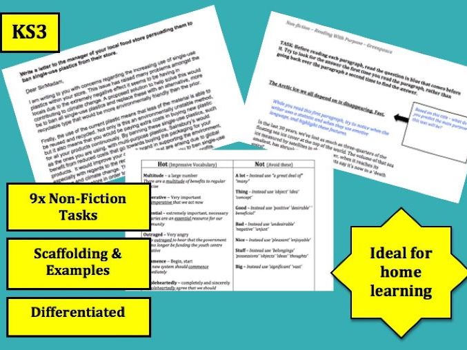 KS3 Non-fiction remote learning pack | Teaching Resources