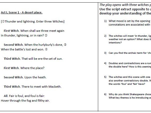 Macbeth Comprehension Worksheets - Full Play | Teaching Resources