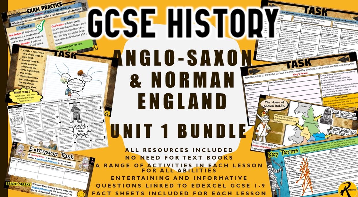 GCSE History Edexcel - Anglo-Saxon & Norman England: Unit 1 - 10 lesson ...