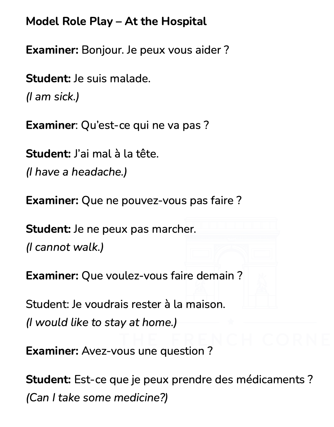2026 Pearson Edexcel GCSE French – Speaking Task 2: Role play ...