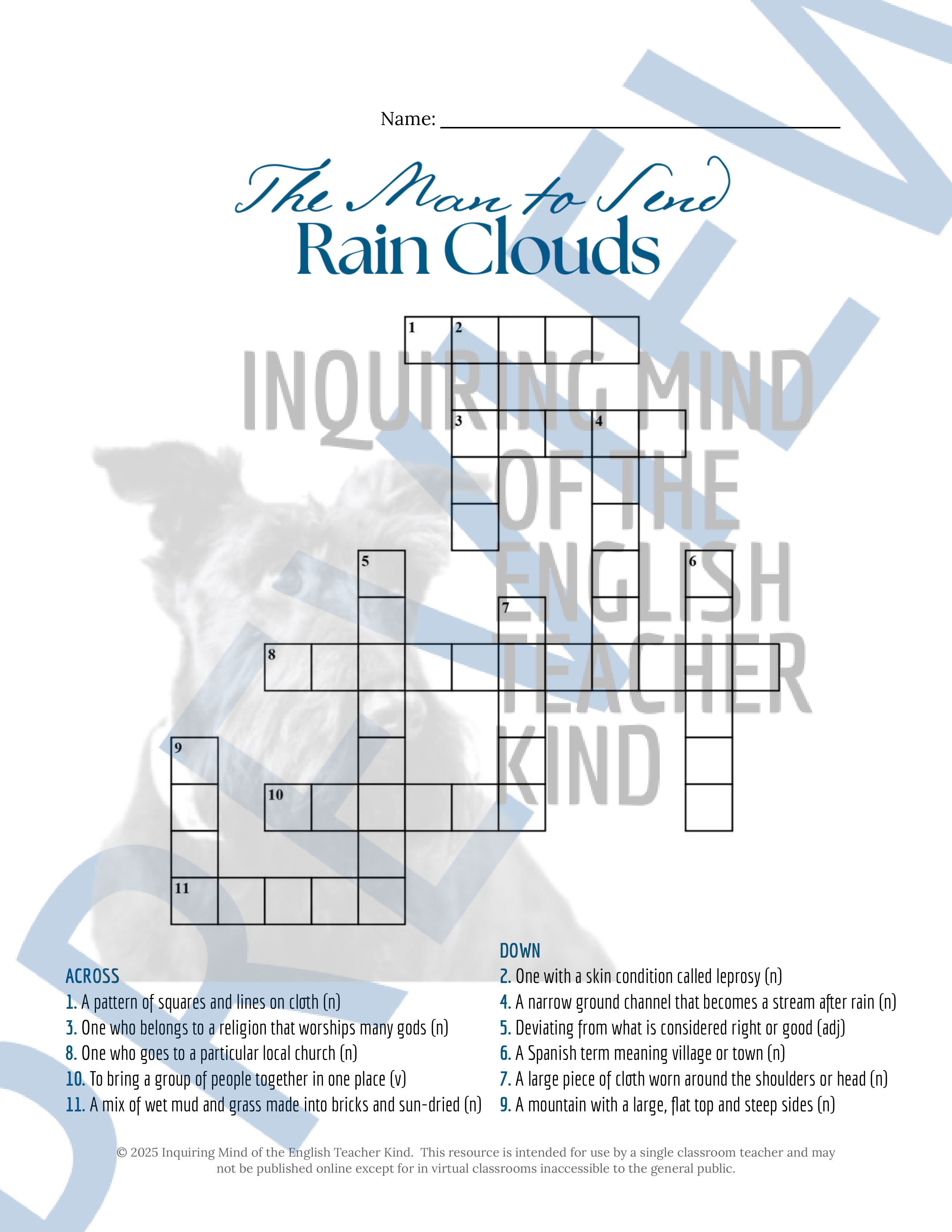 "The Man to Send Rain Clouds" by Leslie Marmon Silko Vocabulary ...