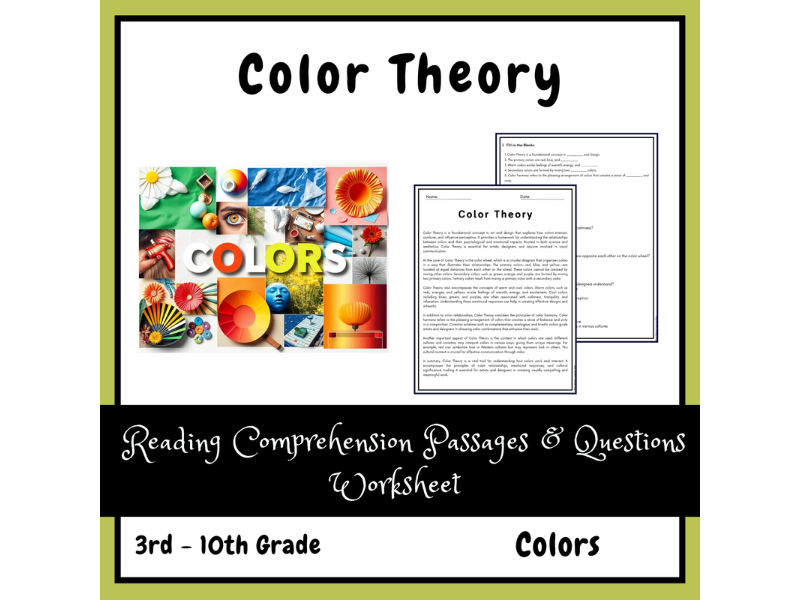 Color Theory Reading Comprehension Passages & Questions Worksheets ...
