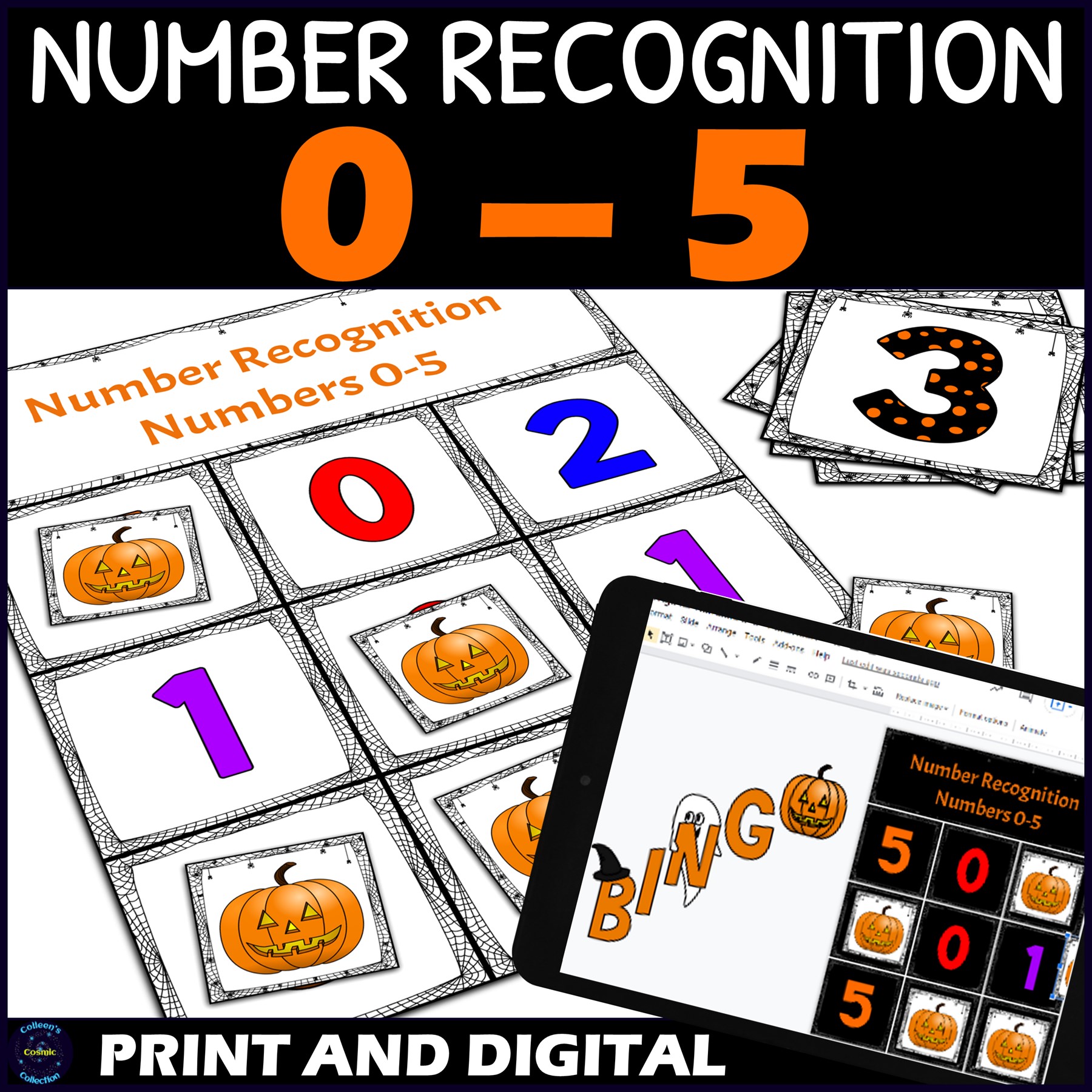 Halloween Number Recognition 0-5 Activity - Bingo Game - Printable and ...