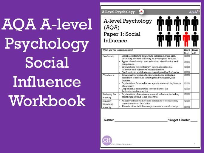 AQA A-level Psychology: Social Influence Workbook/Booklet | Teaching ...