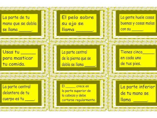 Body Parts Spanish 4 Worksheet-2 Game-1 Exam Bundle | Teaching Resources