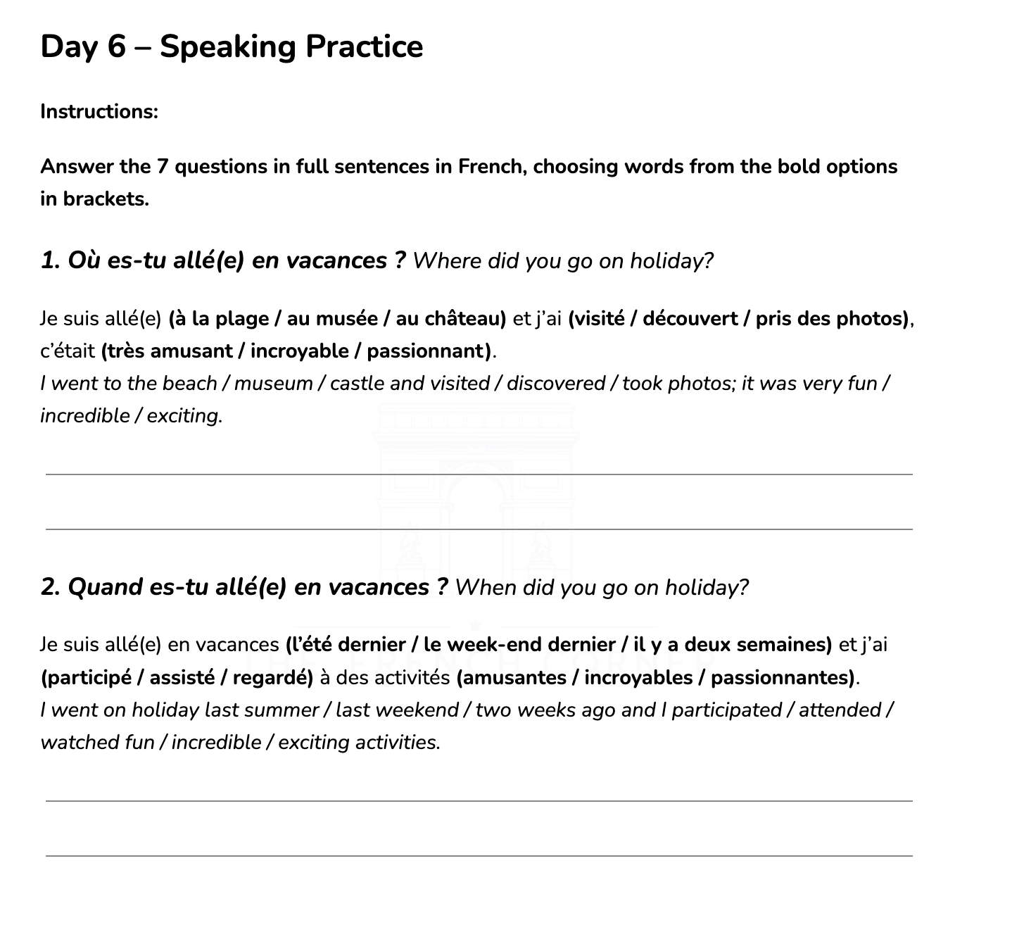 FREE 2026 AQA GCSE French Foundation – 7-Day Revision Booklet 3.1 ...