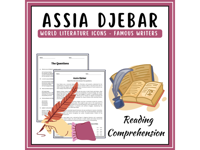World Literature Icons: Famous Writers Reading Comprehension Passages ...