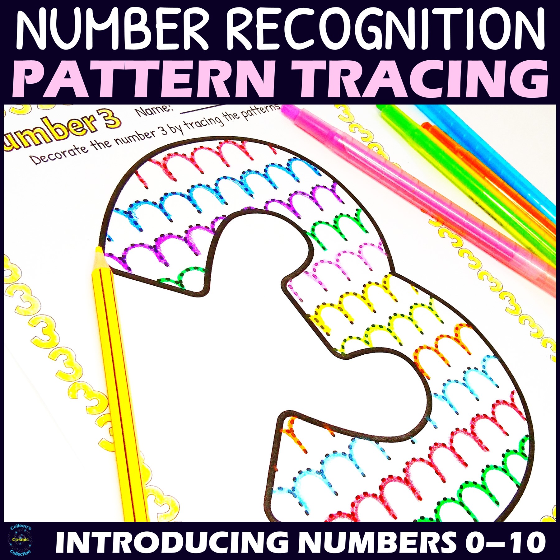 Number Recognition Worksheets 0-10 | Pattern Tracing Activity ...