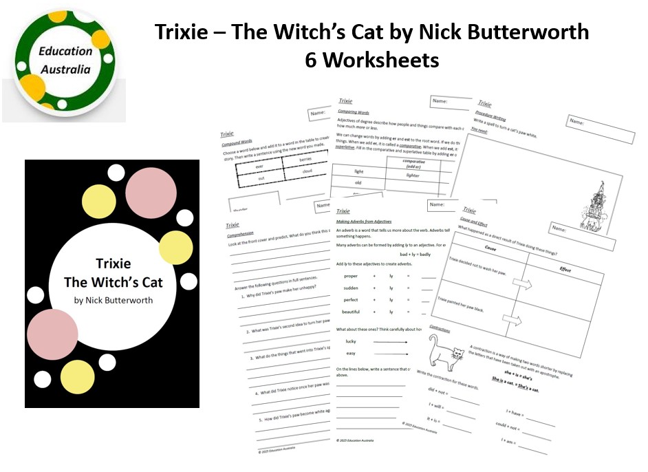Trixie - The Witch's Cat by Nick Butterworth - 6 Worksheets - Reading ...