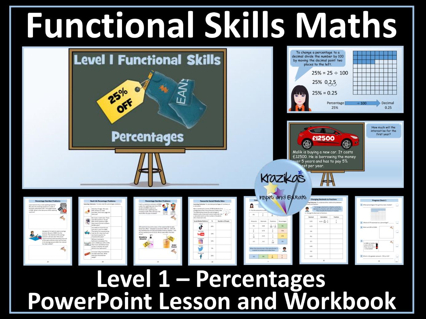 Percentages Level 1 Maths Functional Skills Teaching Resources
