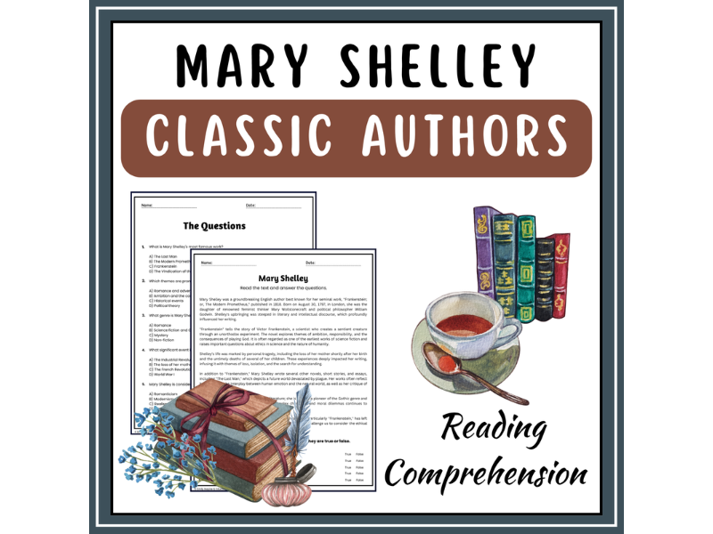 Mary Shelley Reading Comprehension Passages & Questions Worksheets ...